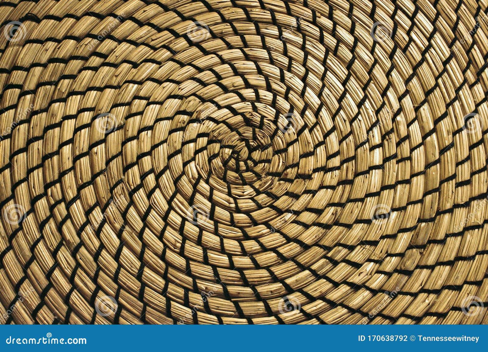 Close-up of Circular Straw Mat with a Spiral Pattern Stock Photo ...
