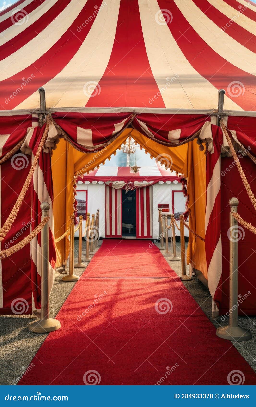 Close-up of Circus Tent Entrance with Flags Stock Photo - Image of ...