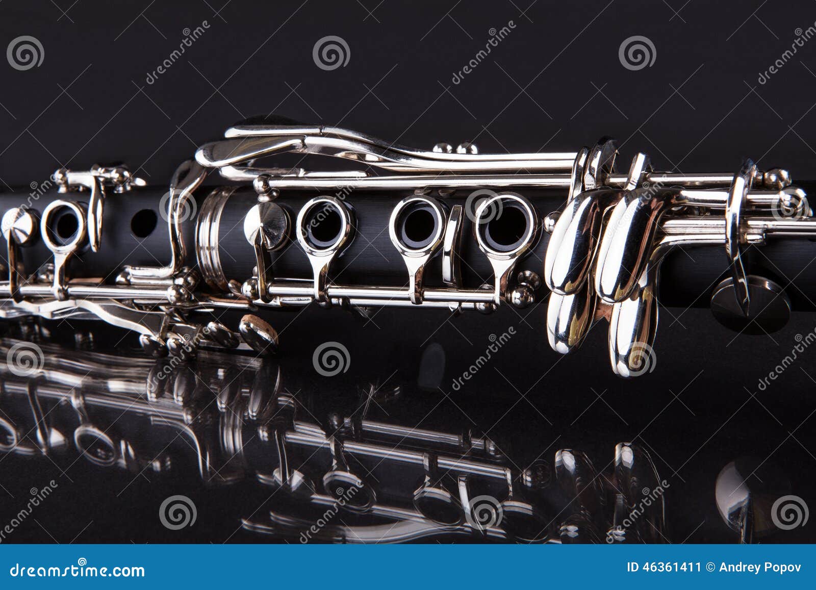 Close-up of clarinet stock image. Image of bronze, reed - 46361411