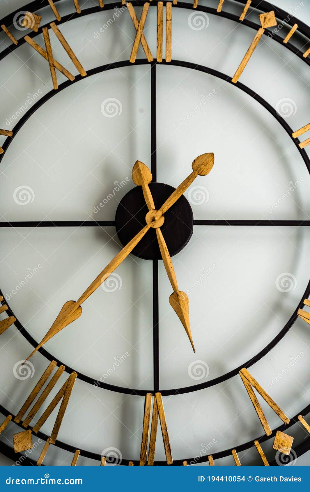 Close Up of Classic Clock with Moving Pointer on Green Wall Stock Photo ...