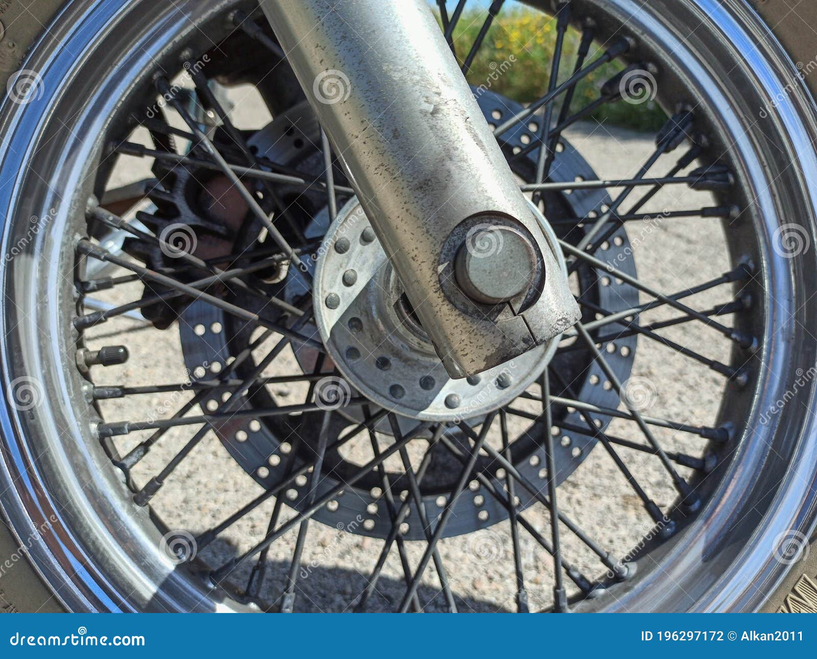 Close Up of a Classic Motorcycle Front Wheels Stock Photo - Image of ...