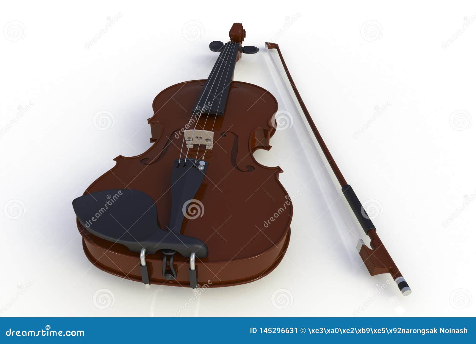 Close Up of Classical Violin with Bow Isolated on White Background ...