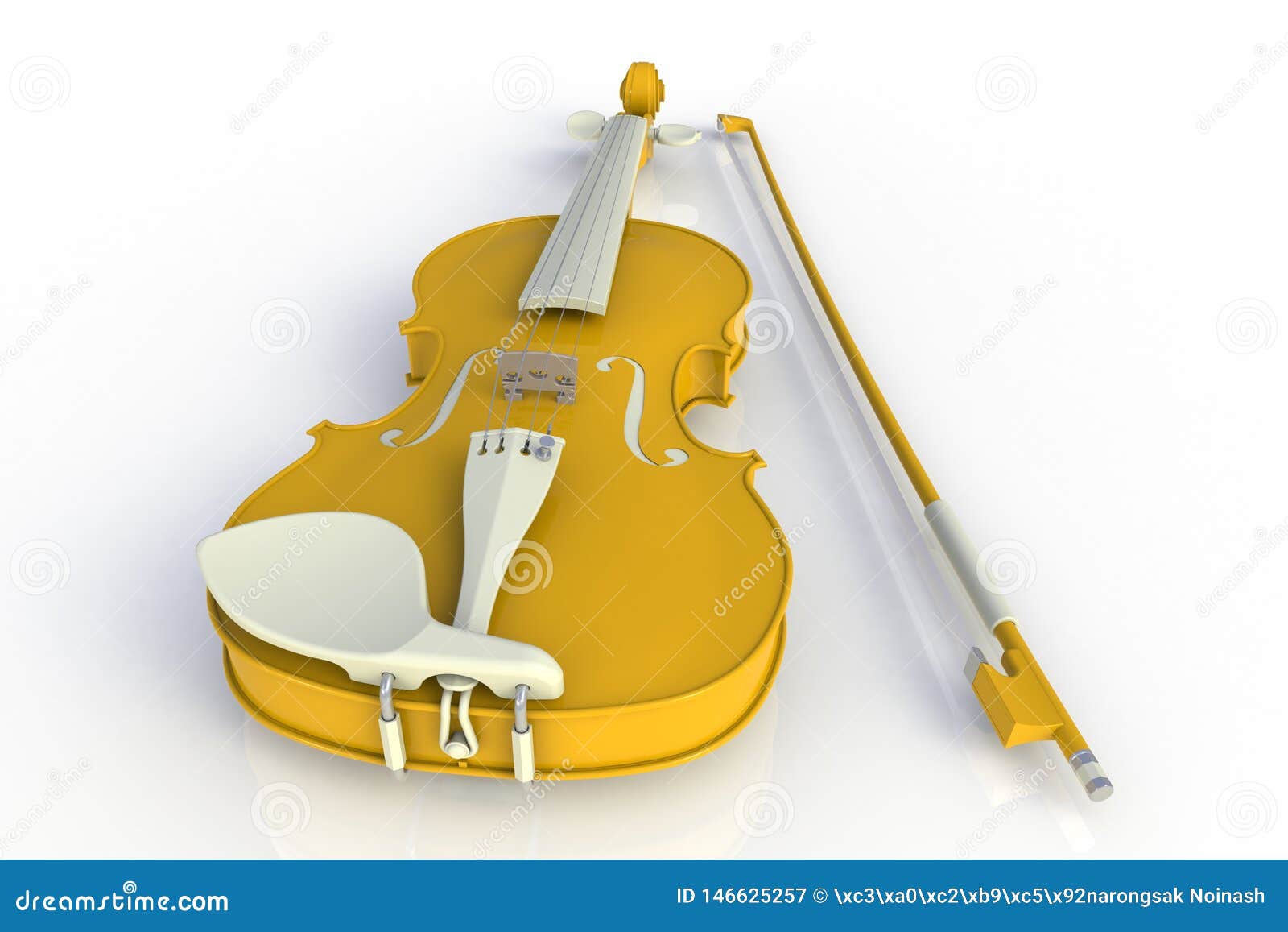 Close Up Of Classical Yellow Pink Violin Isolated On White Background ...
