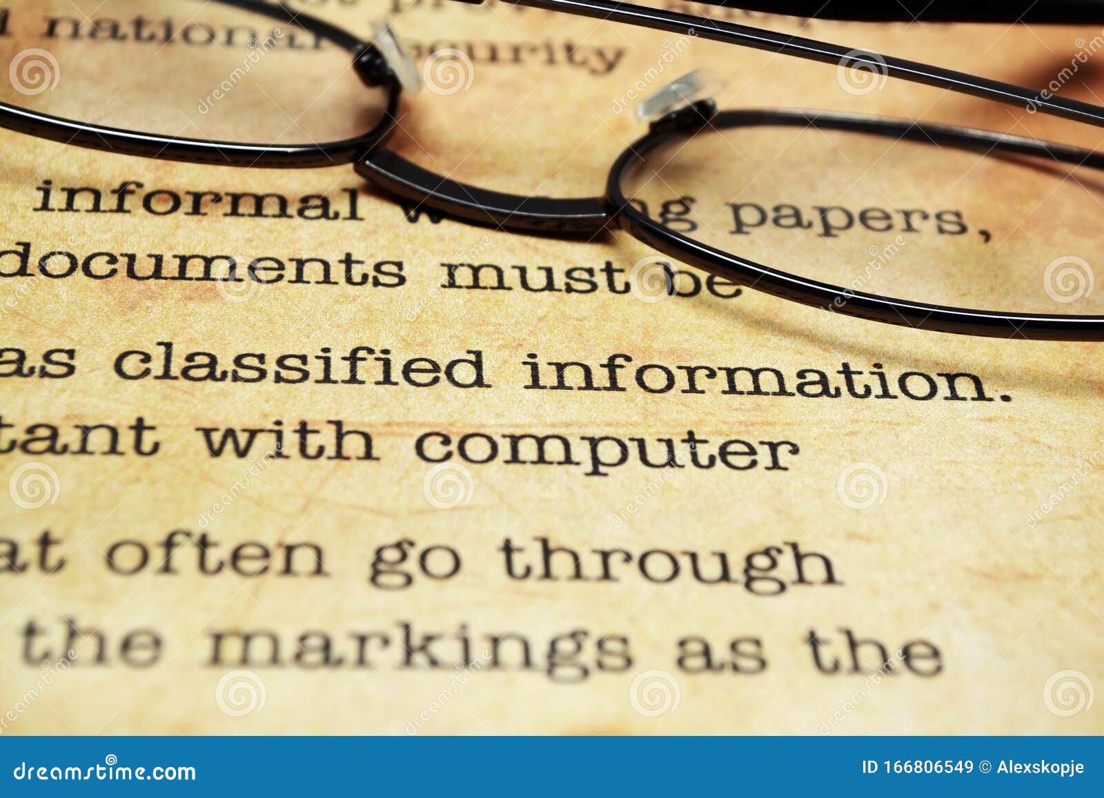 Classified document stock image. Image of close, text - 166806549