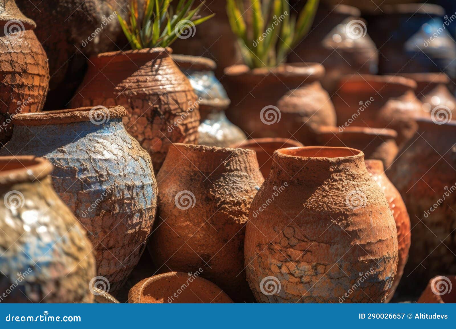 Close-up of a Clay Pots Texture, Drying in Sunlight Stock Image - Image ...