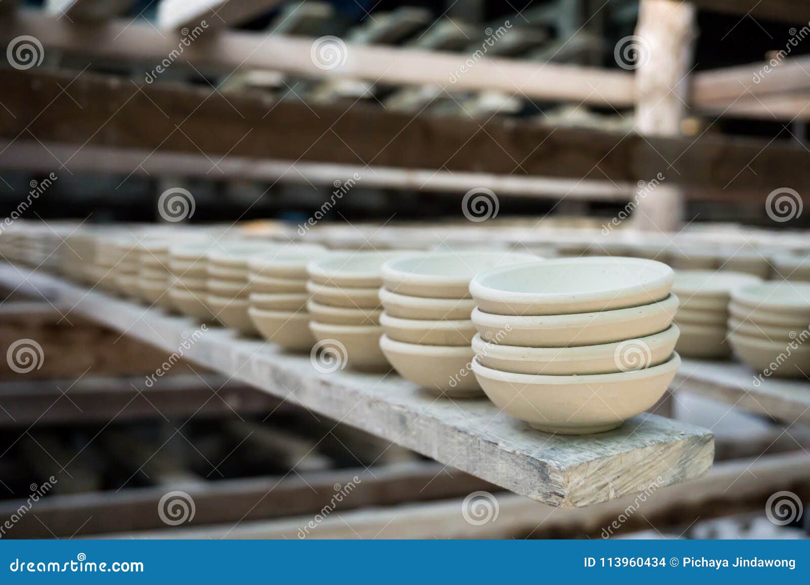 Close Up Clay Pottery Ceramic Products Dry on Shelf Stock Photo - Image ...
