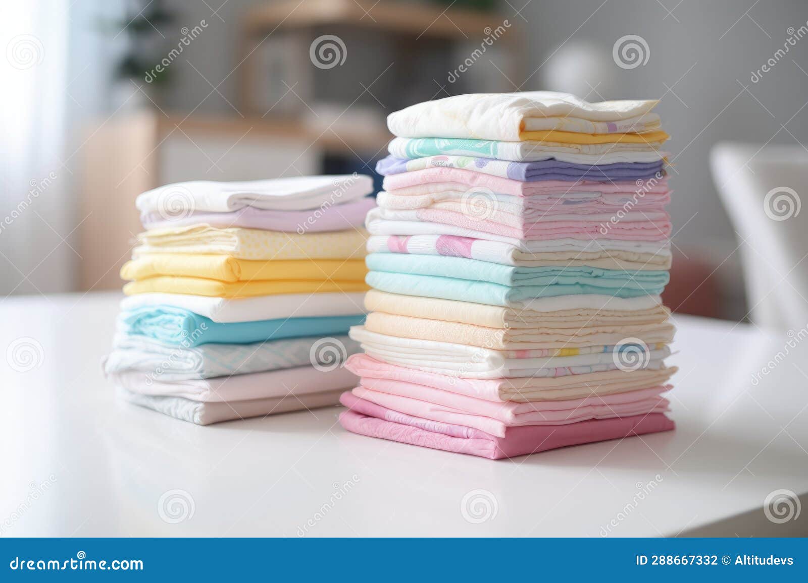 Close-up of Clean Diapers Stacked Neatly Stock Photo - Image of baby ...