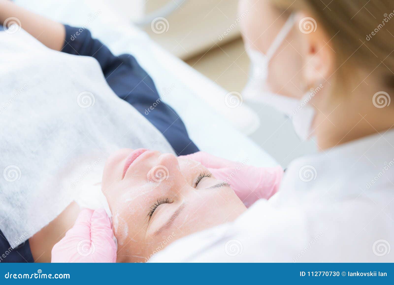 A Close Up Of The Cleaning Procedure In The Office Of Cosmetology