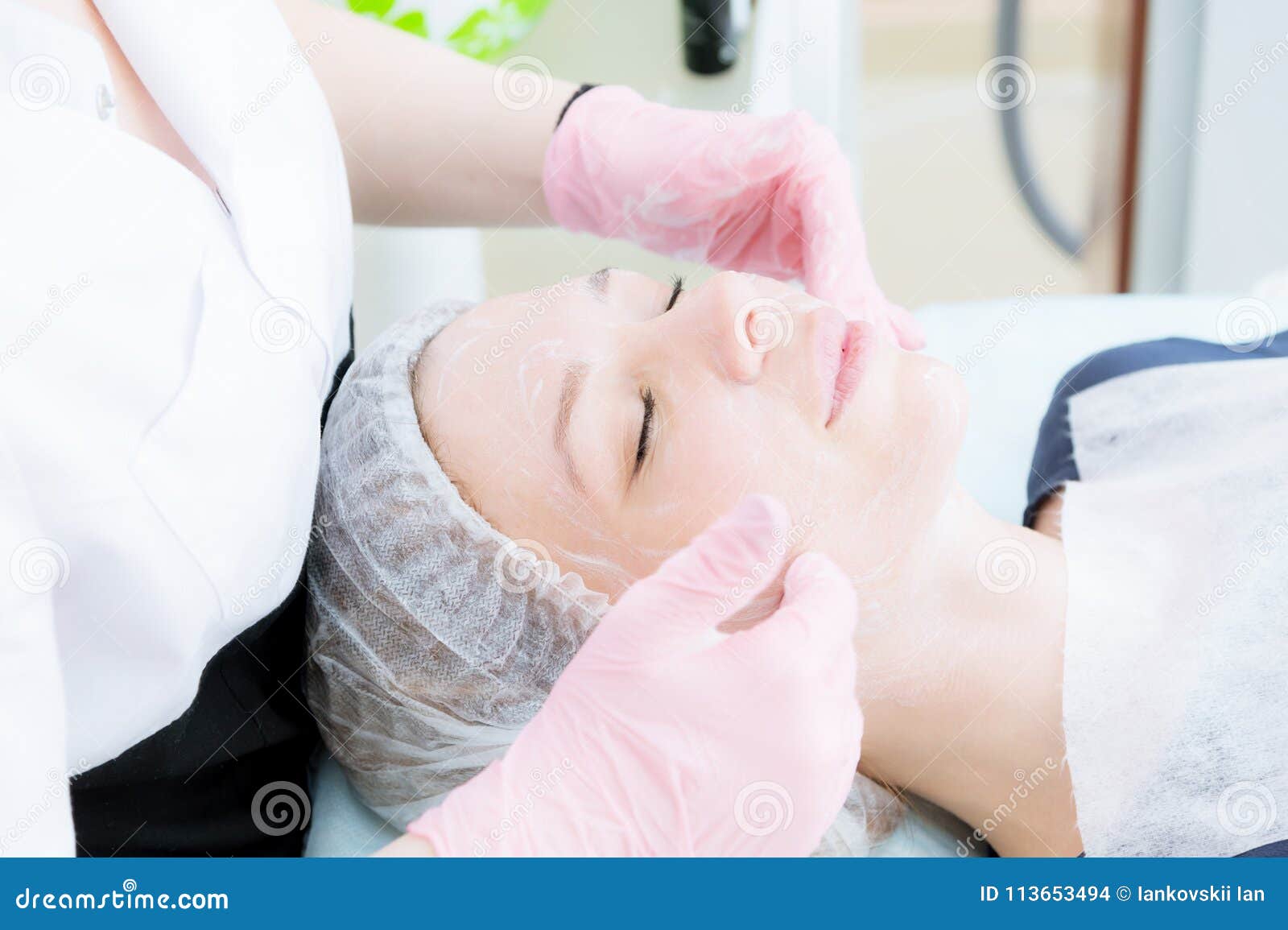 A Close Up Of The Cleaning Procedure In The Office Of Cosmetology