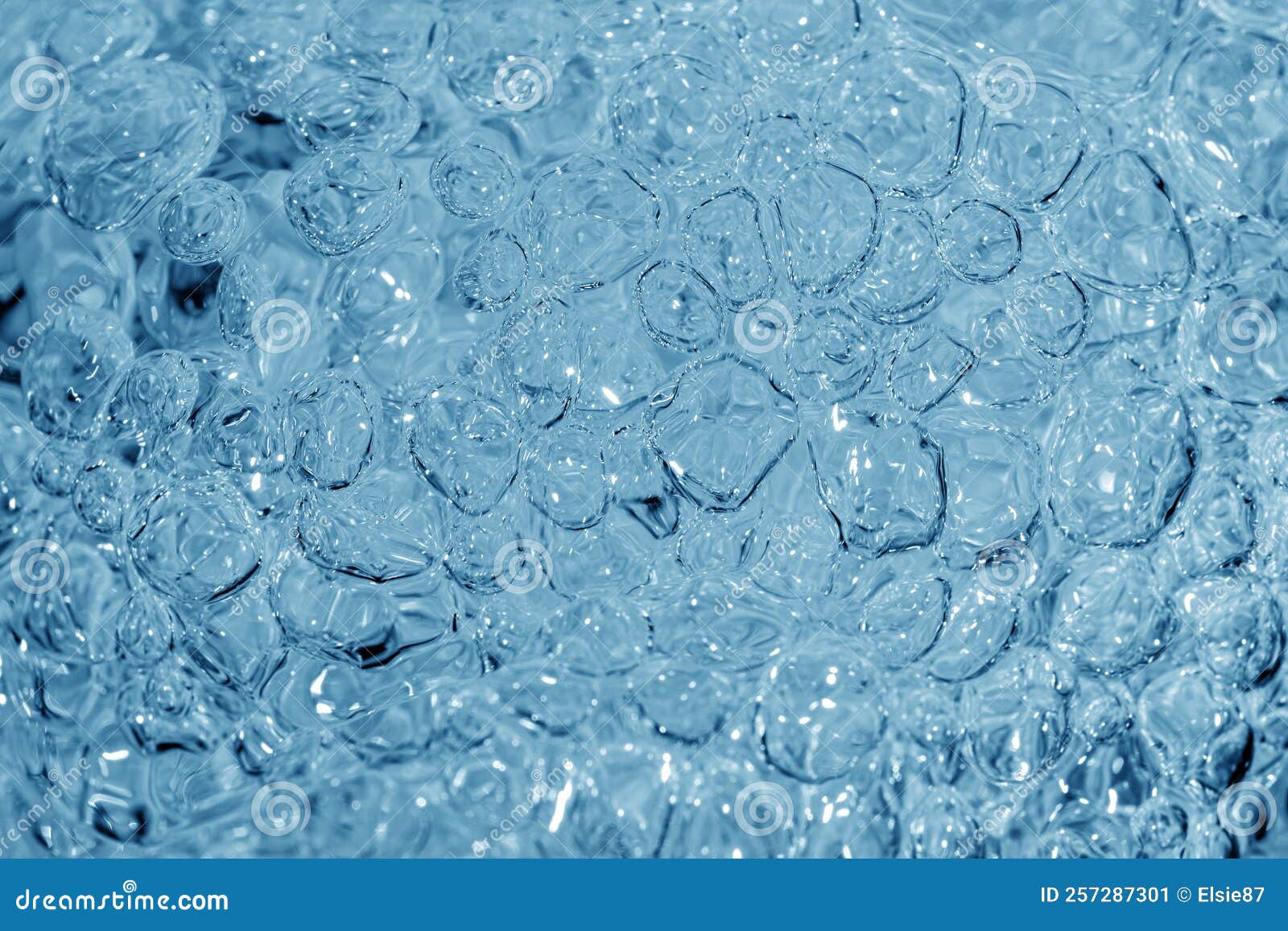 Close Up of Clear Water Bubbles in Light Blue Color. Stock Image ...