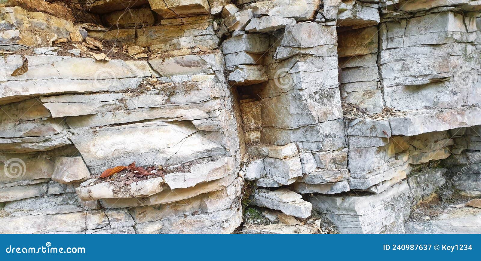 Close-up of a Cliff Made of White Layered Stone. Stock Image - Image of ...