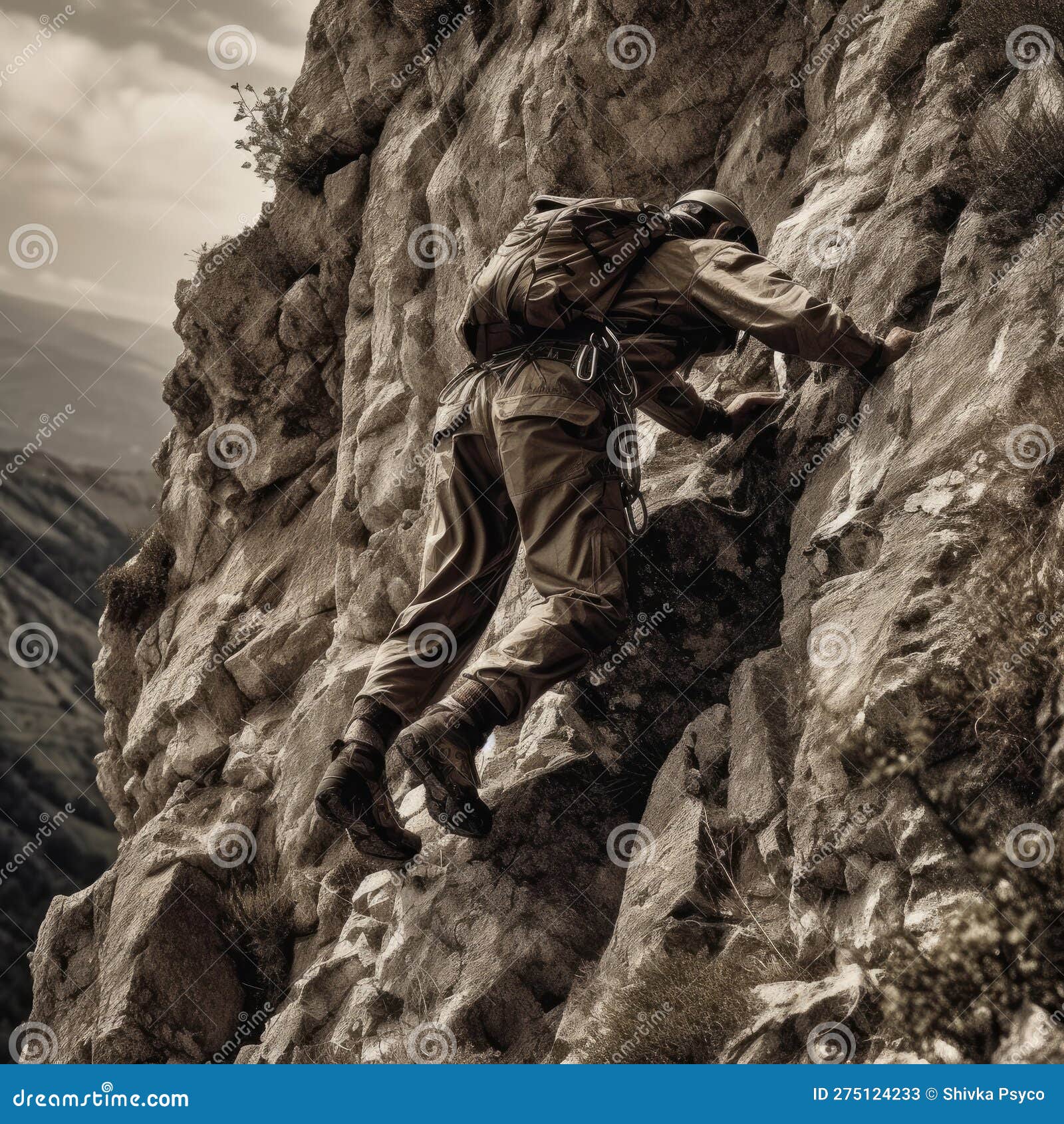 Close Up of a Climber Scaling a Steep Mountain Generative AI Stock ...