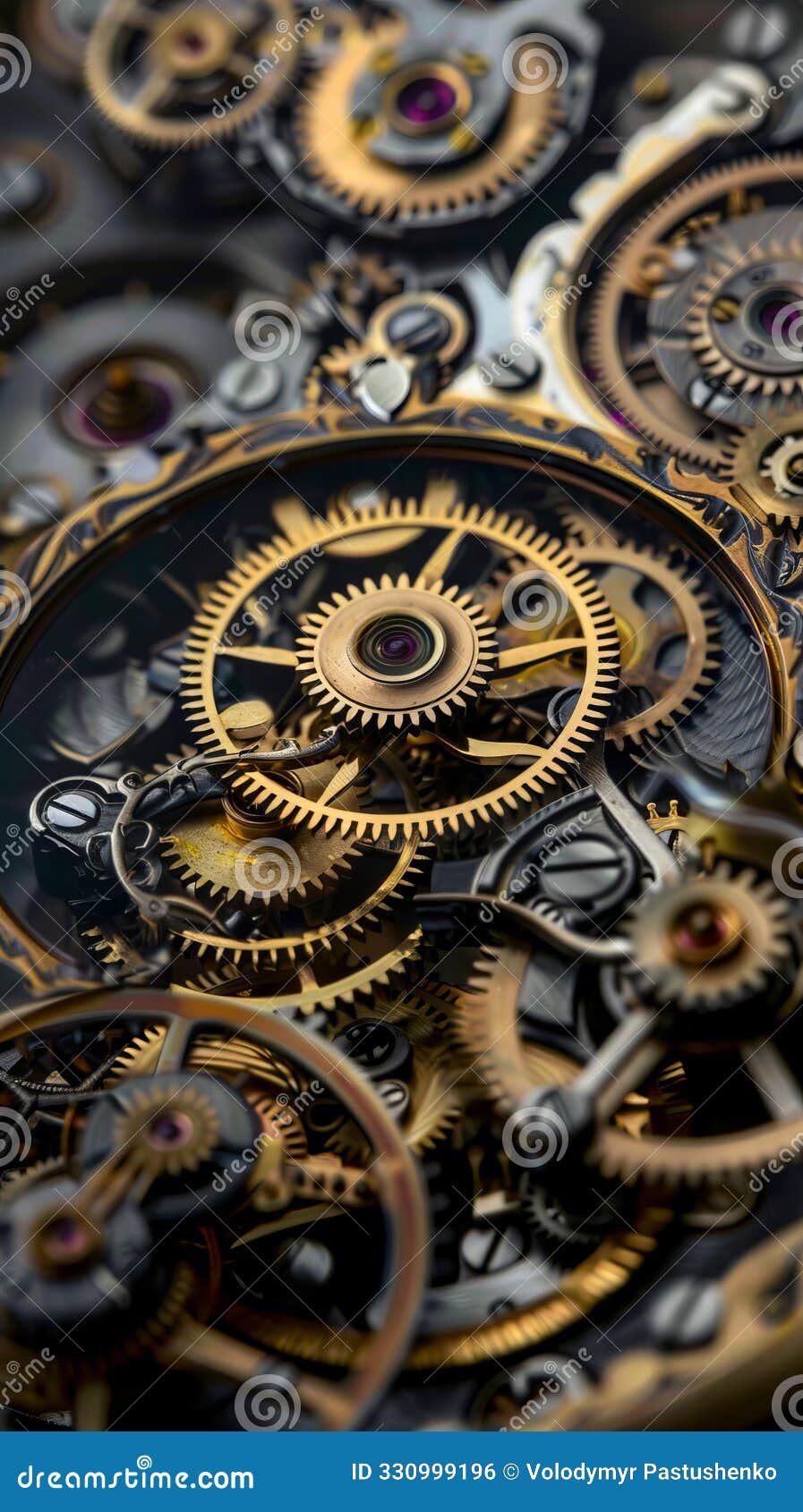 A Close Up of a Clock with Gears on it Stock Photo - Image of sizes ...