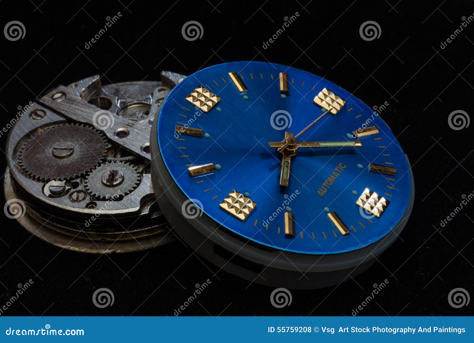 Close-up Clockwork on Black Background Stock Photo - Image of macro ...