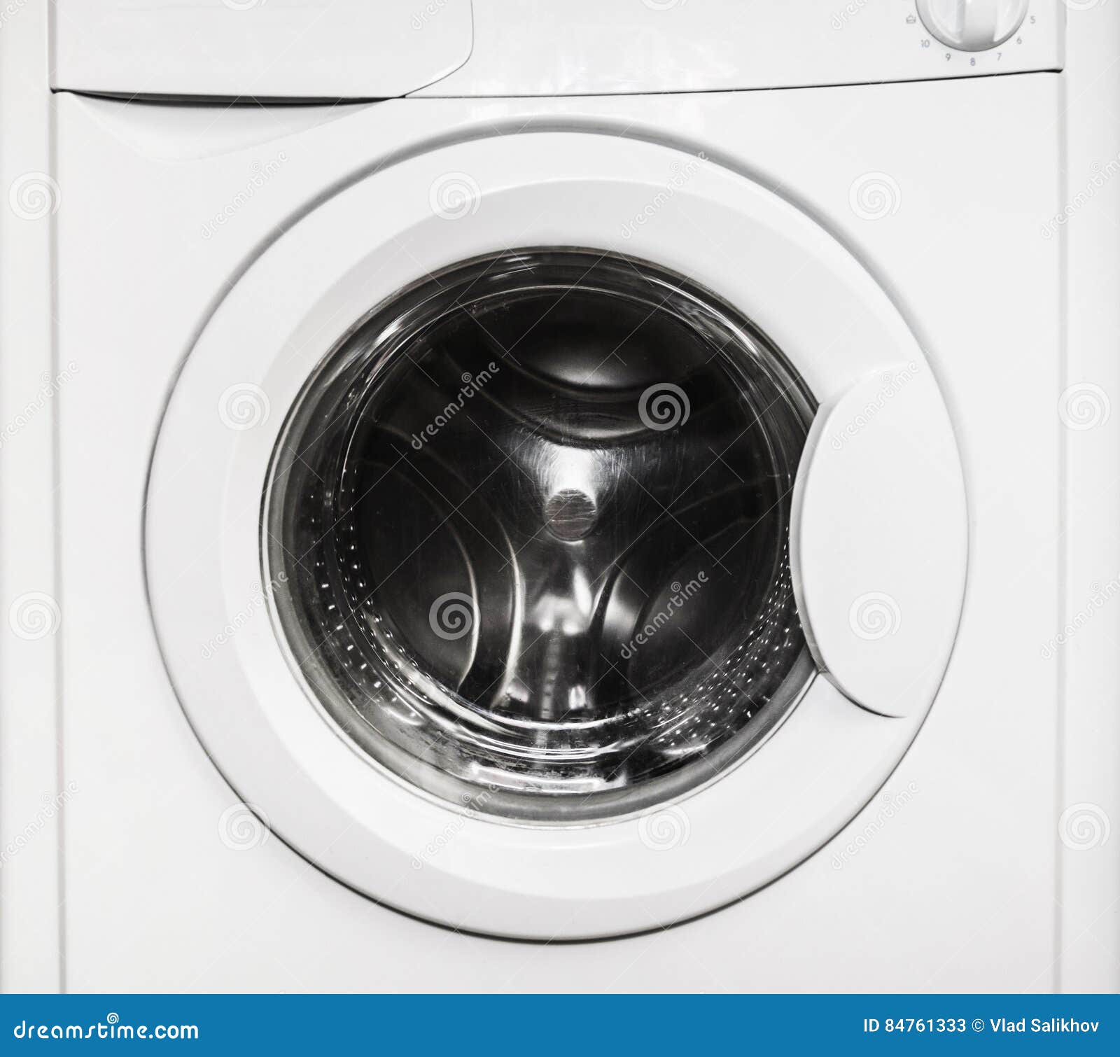Close-up of a Closed Door Empty Washing Machine. Stock Image - Image of ...