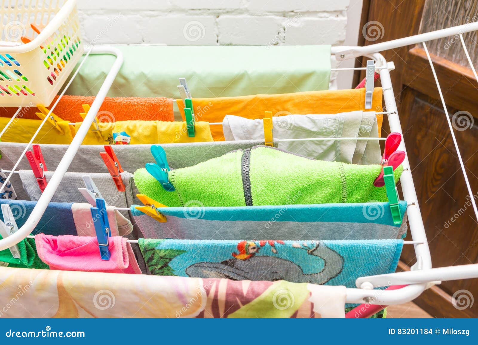 Close Up Clothes Dryer and Plastic Clips Stock Photo - Image of bundle ...