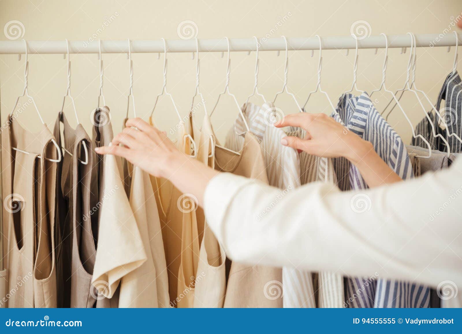 Close Up of Clothes Hanging on Rack Stock Image - Image of curvy ...