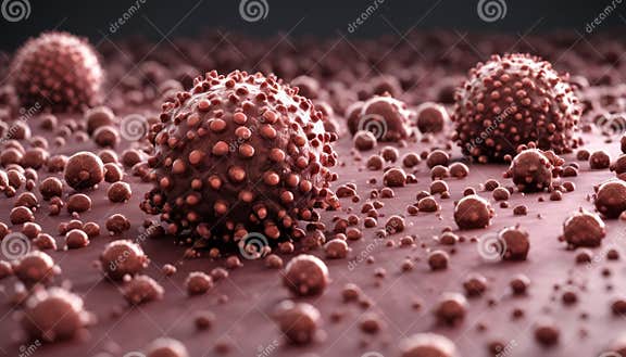 Close-up of a Cluster of Red, Spherical Objects with Smaller Spheres on ...
