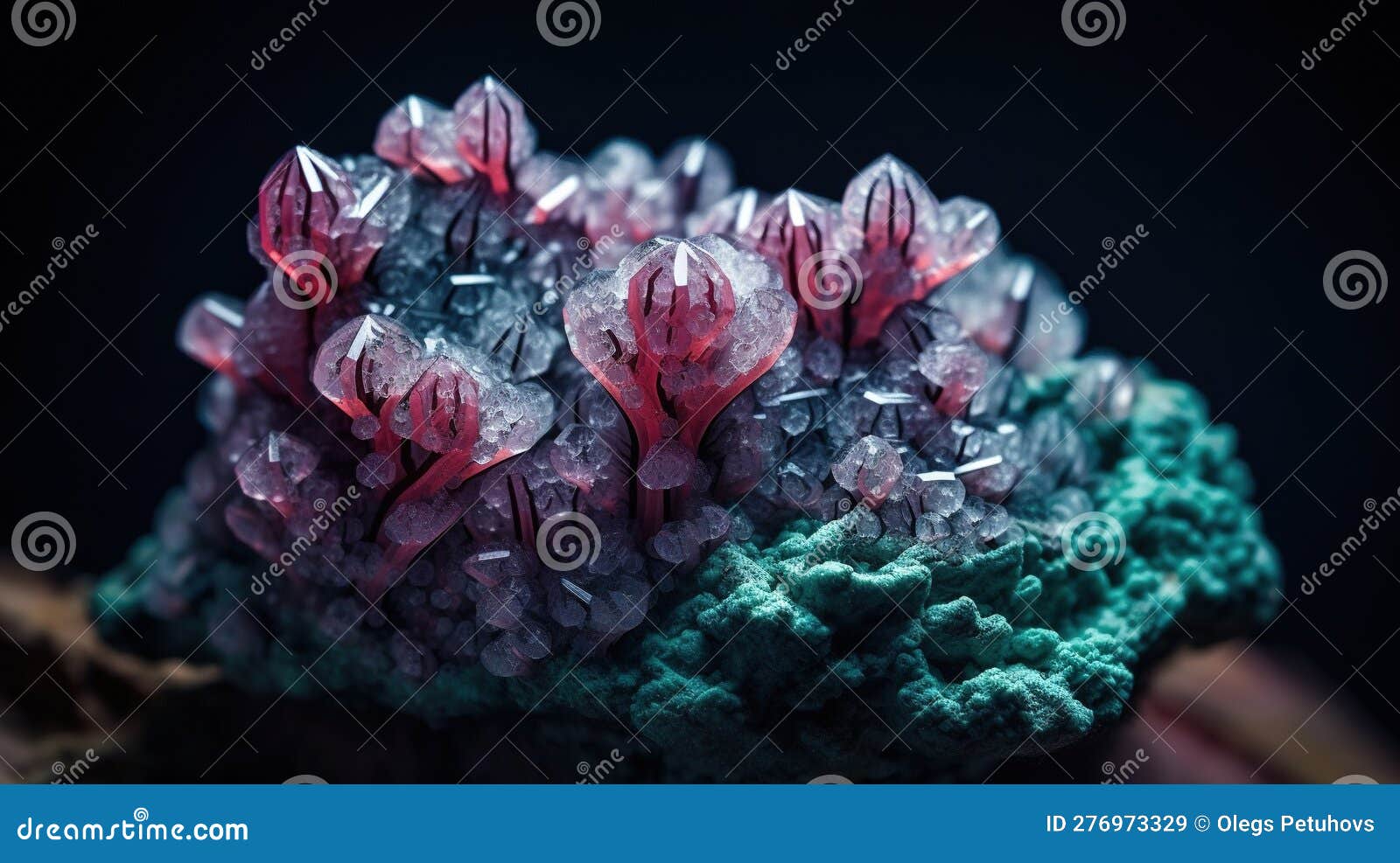 A Close Up of a Cluster of Rocks with Red and Green Crystals Stock ...