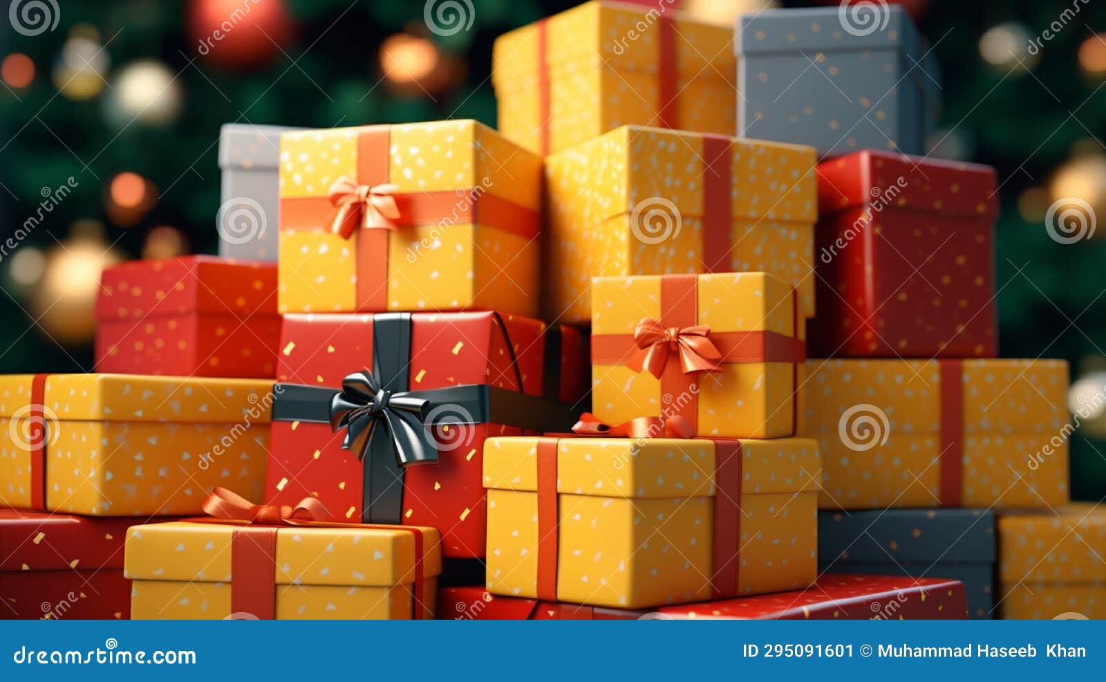 A Close-up of a Cluster of Vibrant Gift Boxes Arranged in the Form of a ...