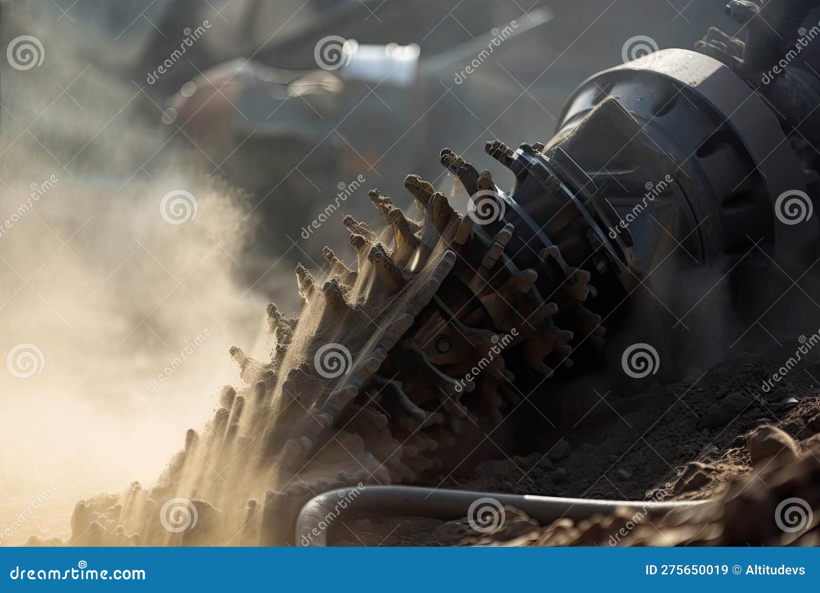 Close-up of Coal Mining Drill Bit, with Steam and Dust in the Air Stock ...
