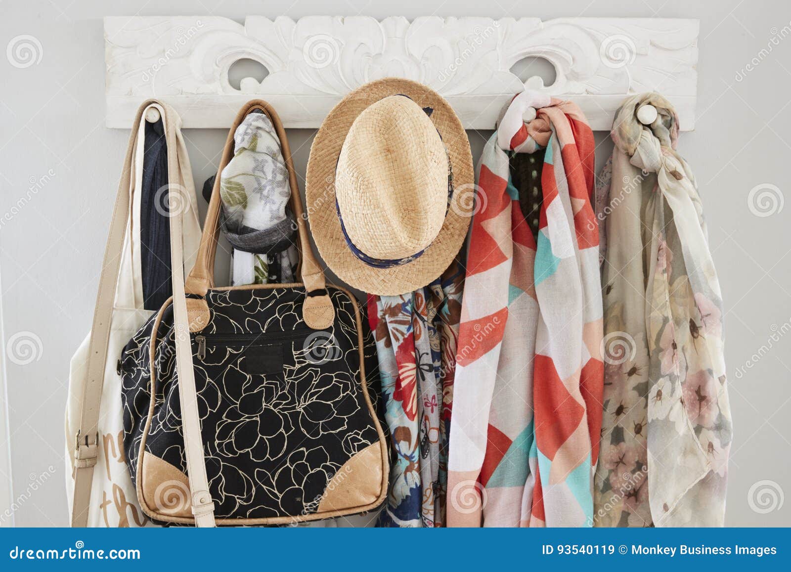 Close Up of Coat Rack in Modern Home Stock Image - Image of horizontal ...