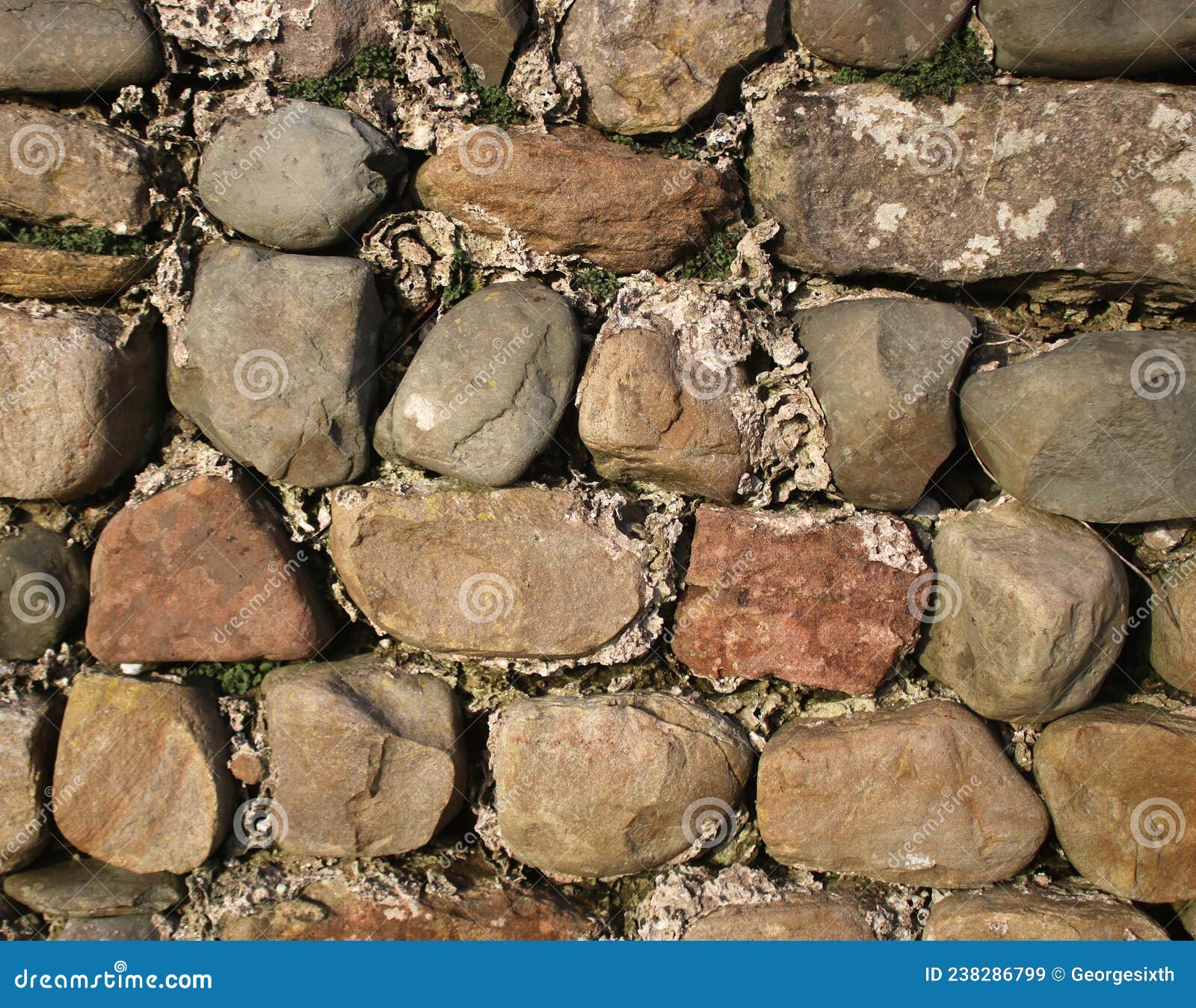 Close Up of Cobbles in Weathered Wall Stock Image - Image of rows ...