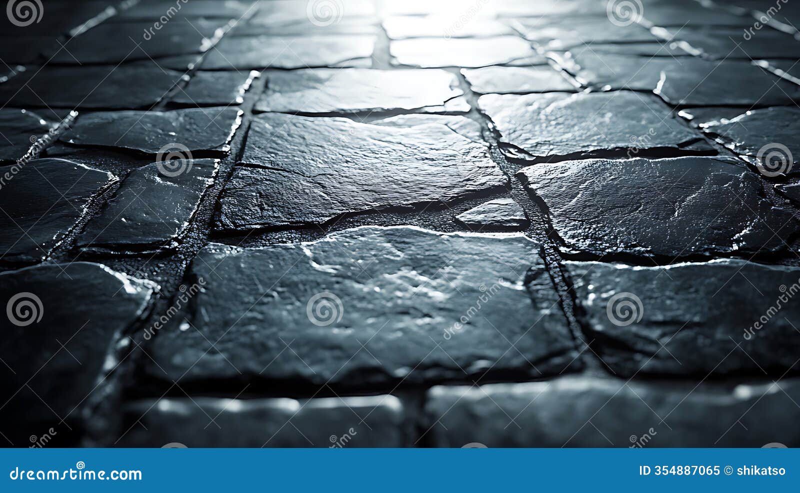 A Close-up of a Cobblestone Path with a Bright Light Shining in the ...