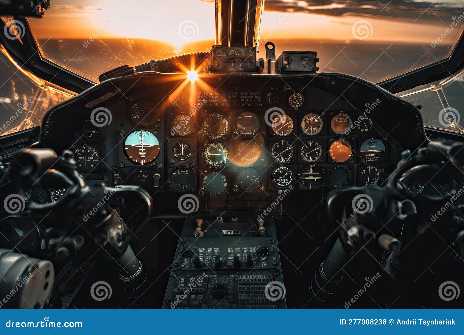 Close-up of the Cockpit and Aircraft Controls, Generative AI Stock ...