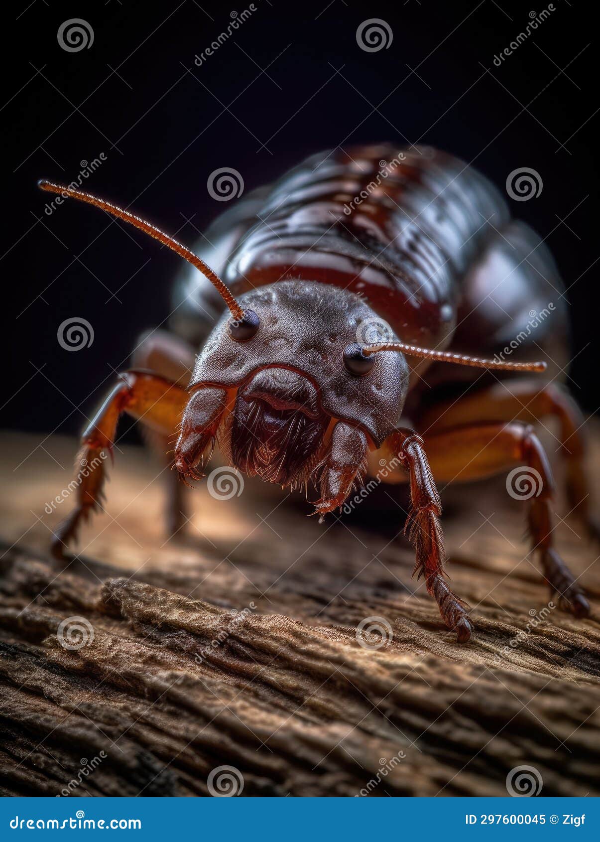 Close Up of Cockroach on Dark Background Stock Illustration ...