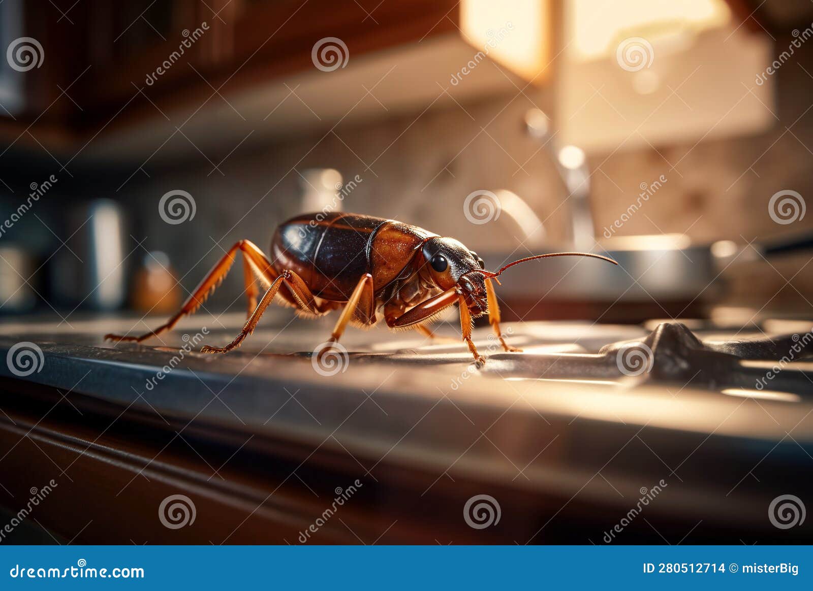 Close-up of a Cockroach on the Kitchen Table Stock Illustration ...