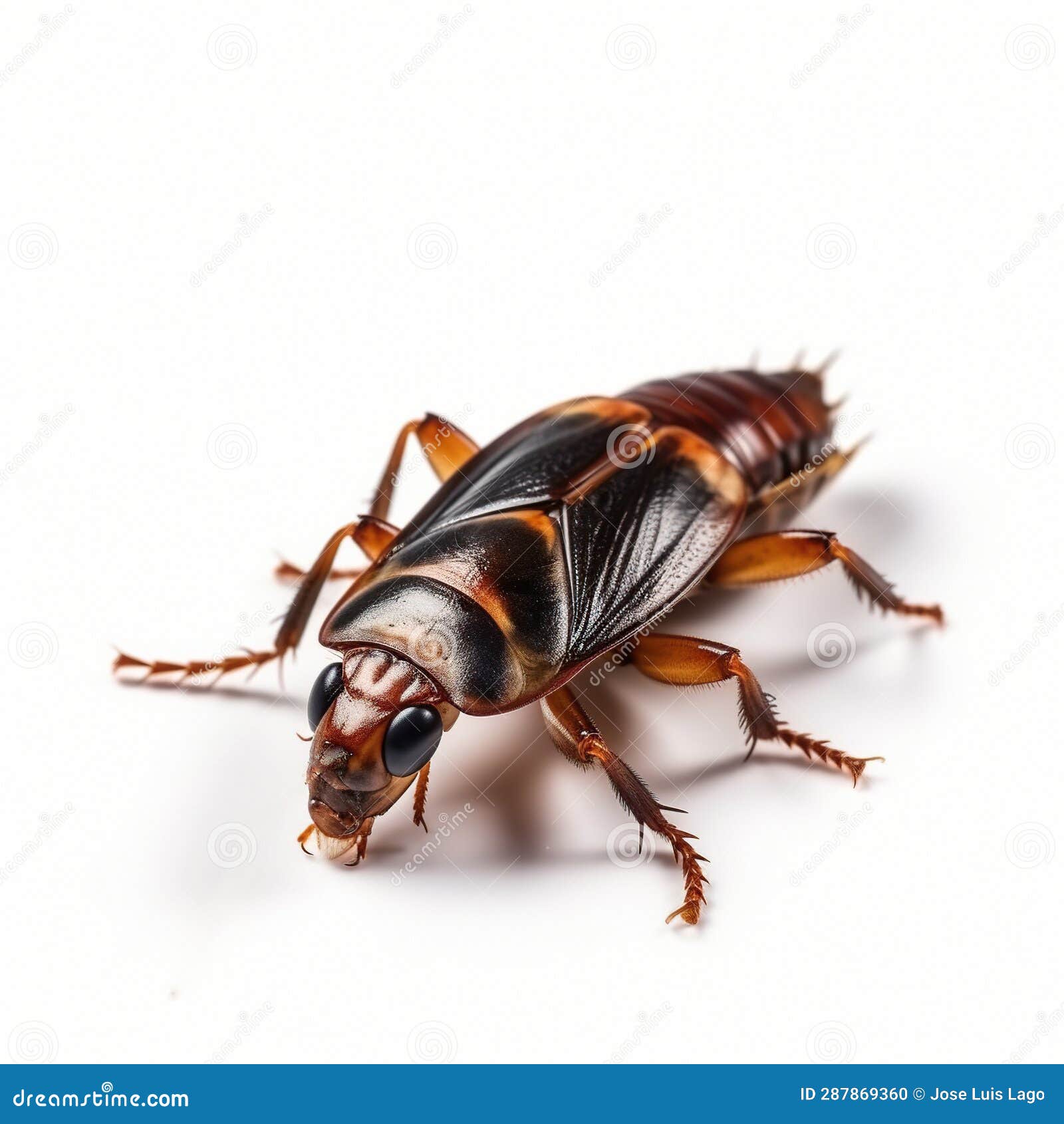 Close Up of a Cockroach on a White Background Stock Illustration ...