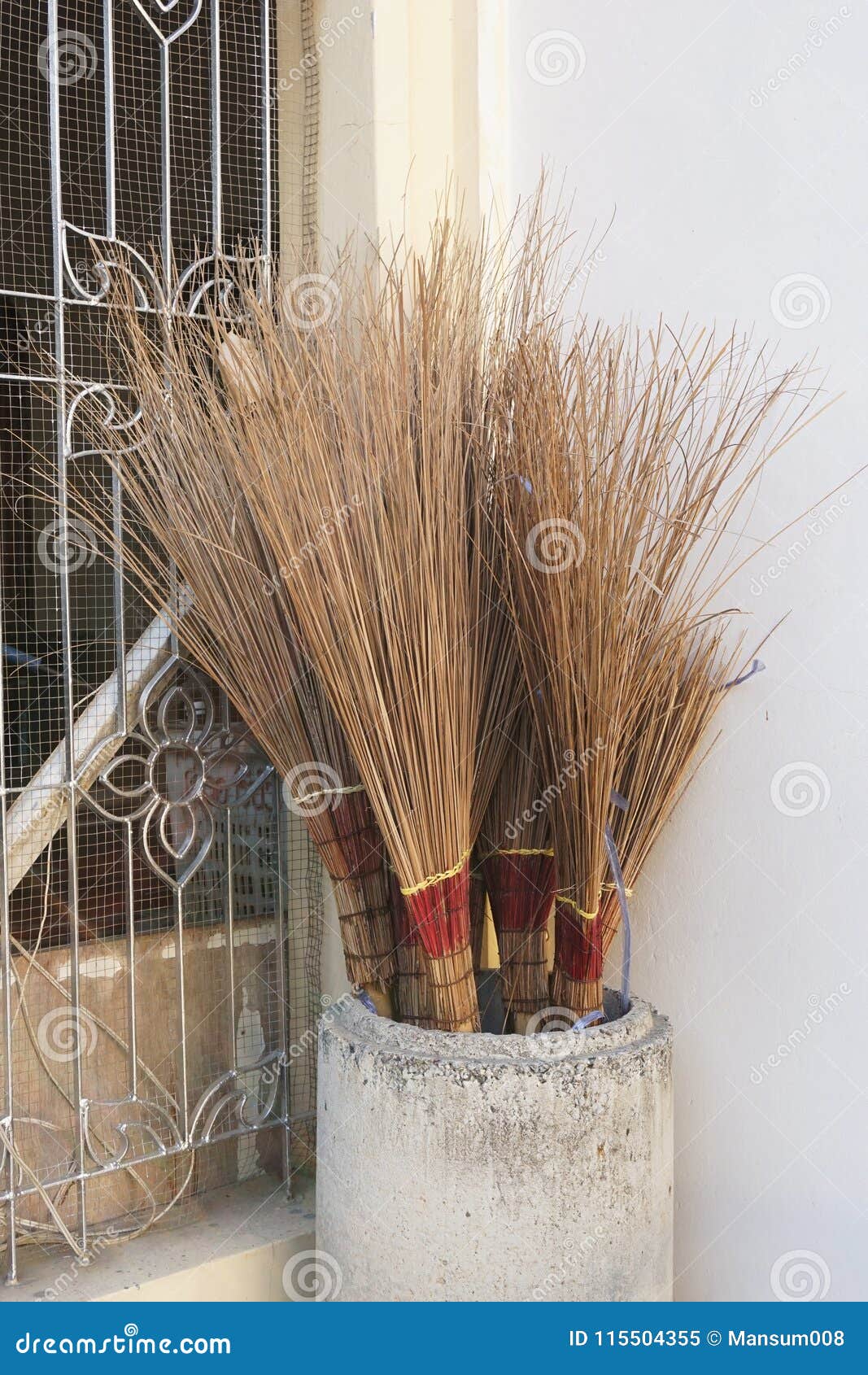 Coconut broom in store stock image. Image of branch - 115504355