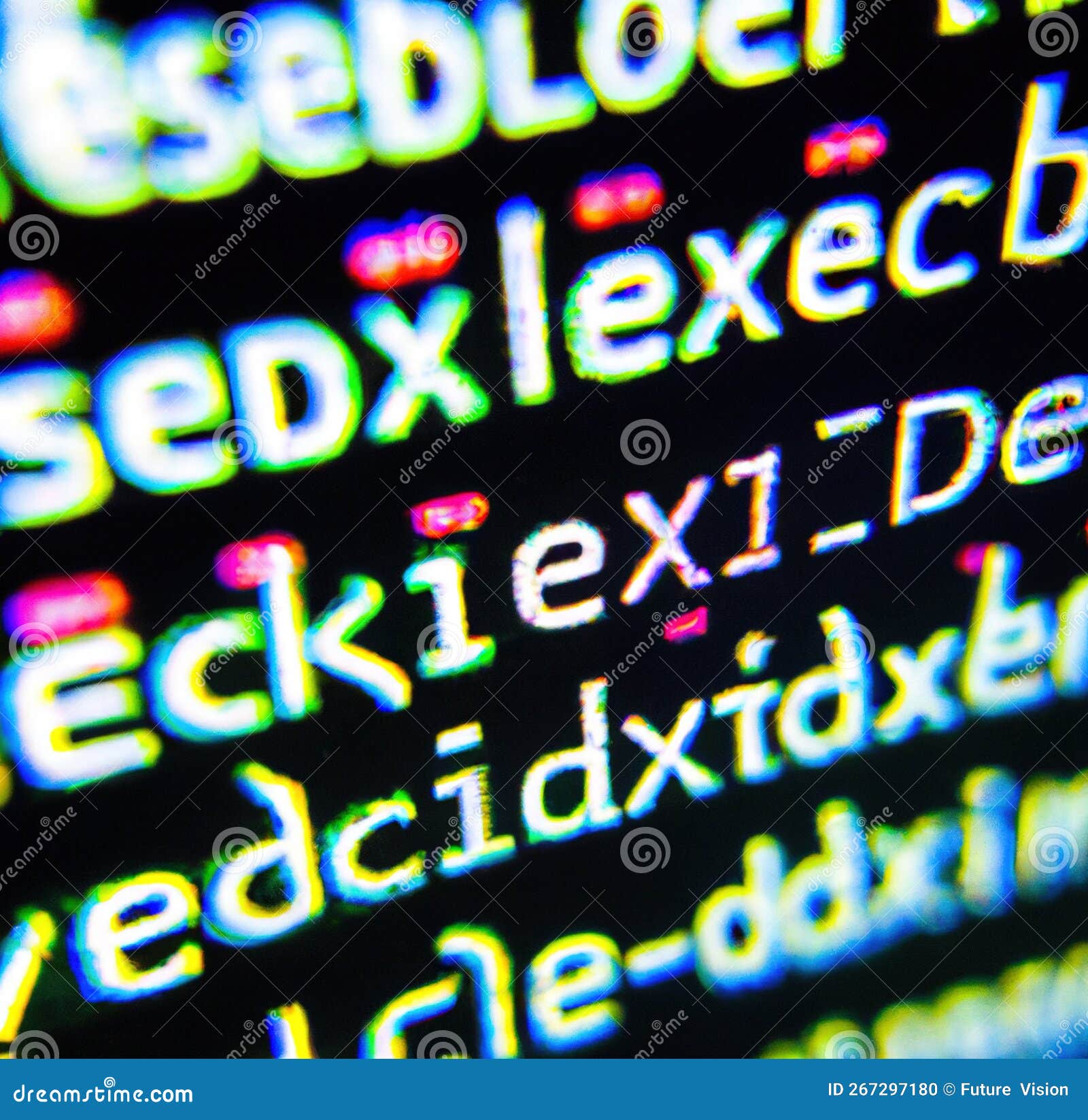 Close Up of Code with Letters and Numbers on Black Background Stock ...