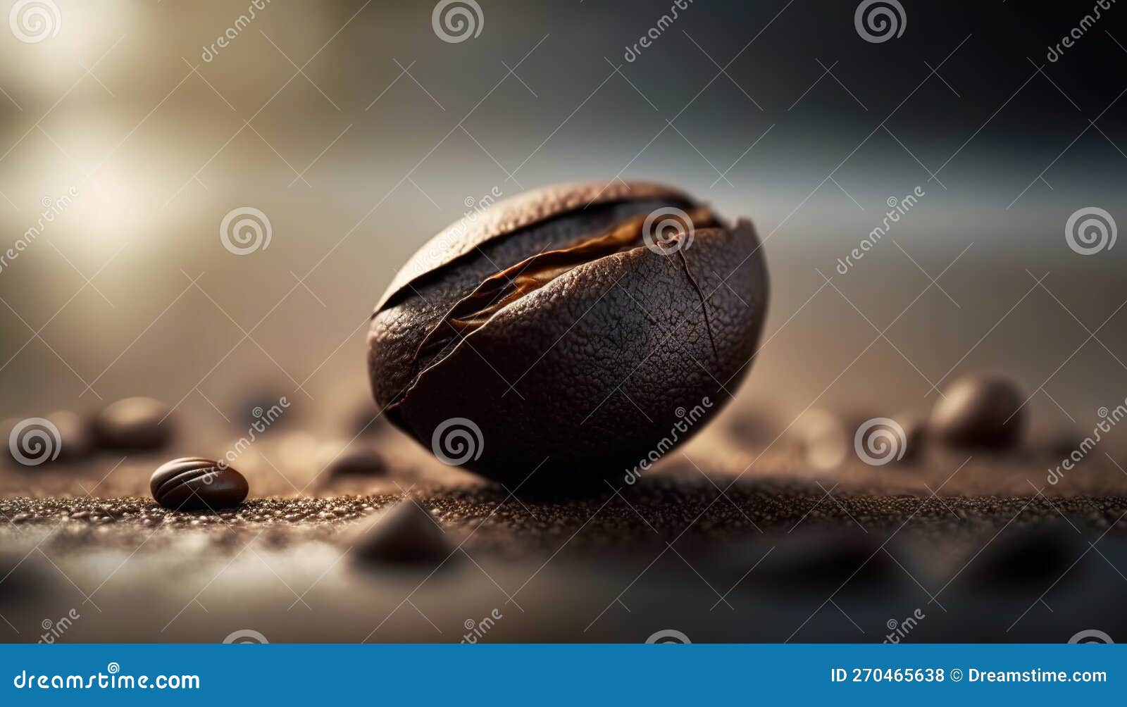 A Close Up of a Coffee Bean on a Table with Coffee Beans Scattered ...
