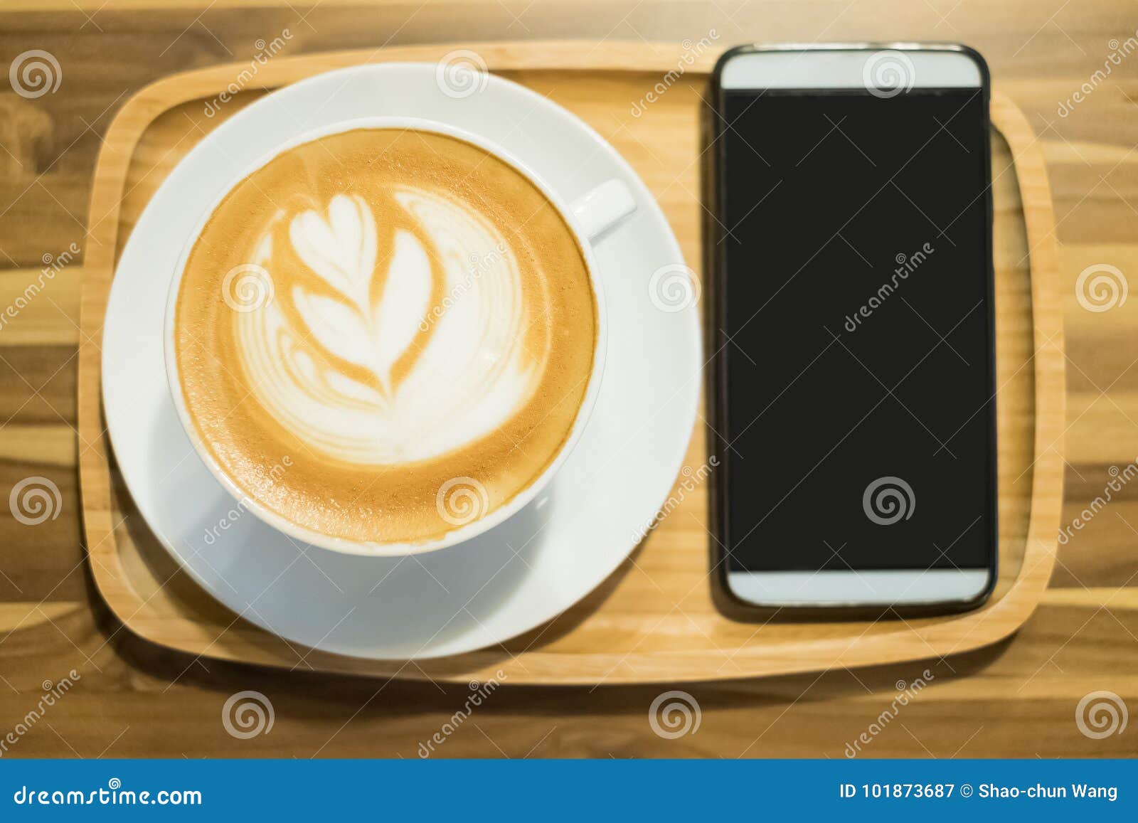Close up coffee and phone stock image. Image of aromatic - 101873687