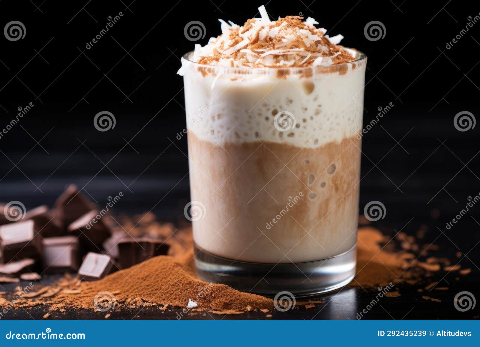 Close-up of a Coffee Shake with a Coconut Flake Garnish Stock Image ...