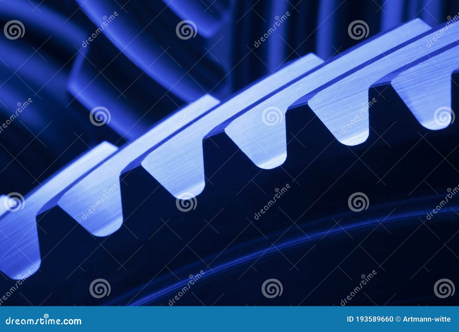 Close-up of Cog Wheels in a Machinery in Dark Blue Stock Photo - Image ...