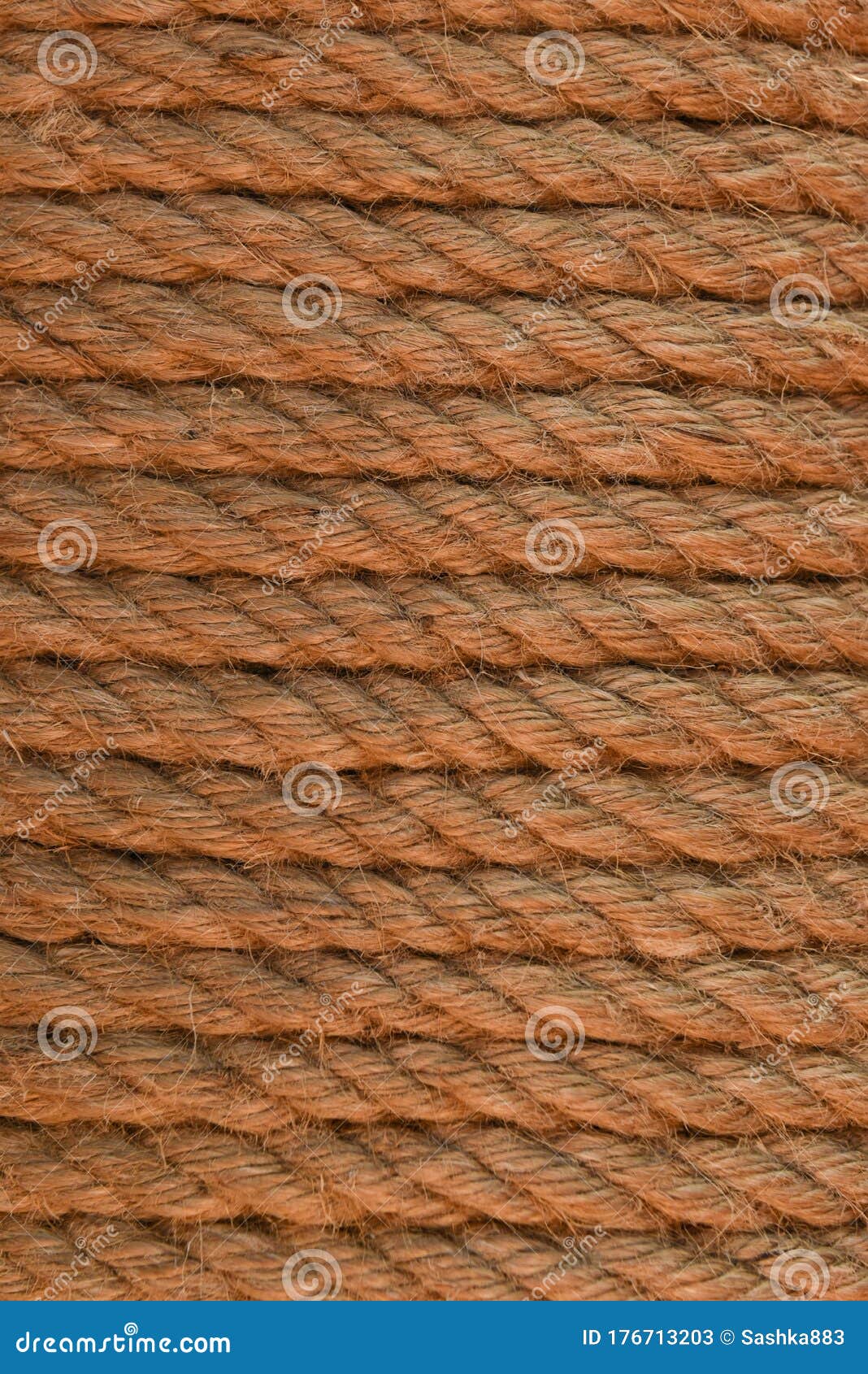 Close-up of Coiled Rope. Scum of the Rope Wrapped in Rows. Texture of ...