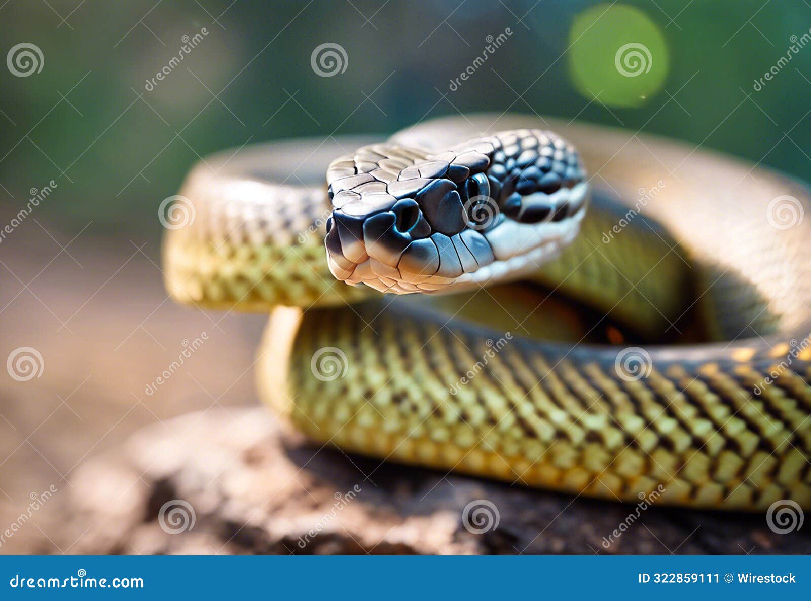 Close-up with a Coiled Snake Ready To Attack, AI-generated. Stock Image ...