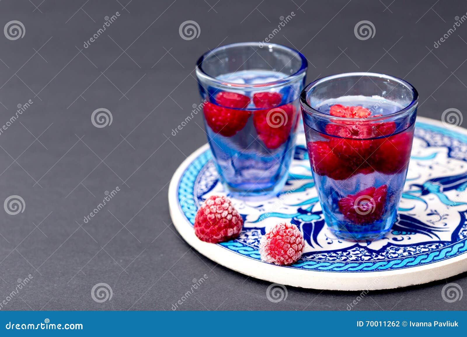 Close Up of a Cold Drink with Raspberries. Stock Photo - Image of ...