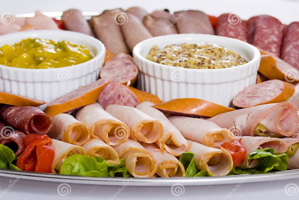 Close Up of Cold Meat Catering Platter Stock Image - Image of cater ...
