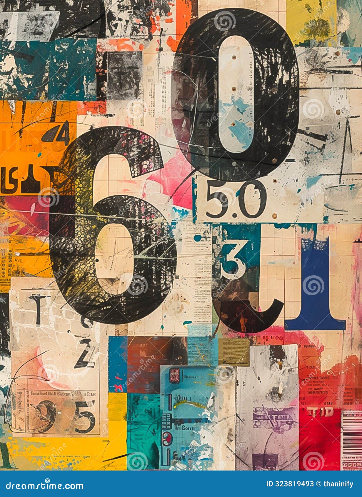 A Close Up of a Collage of Various Numbers and Numbers Stock ...