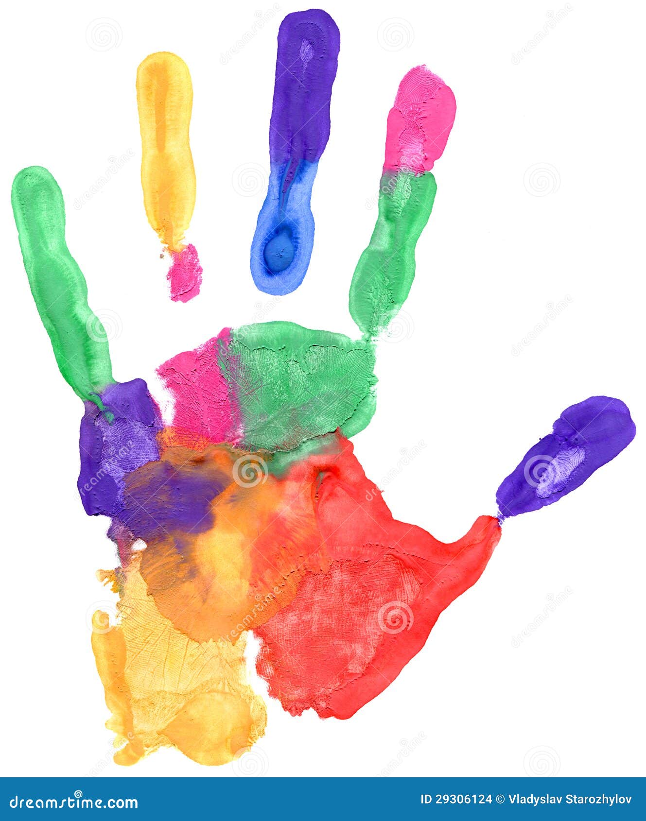 Close Up of Colored Hand Print Stock Illustration - Illustration of ...