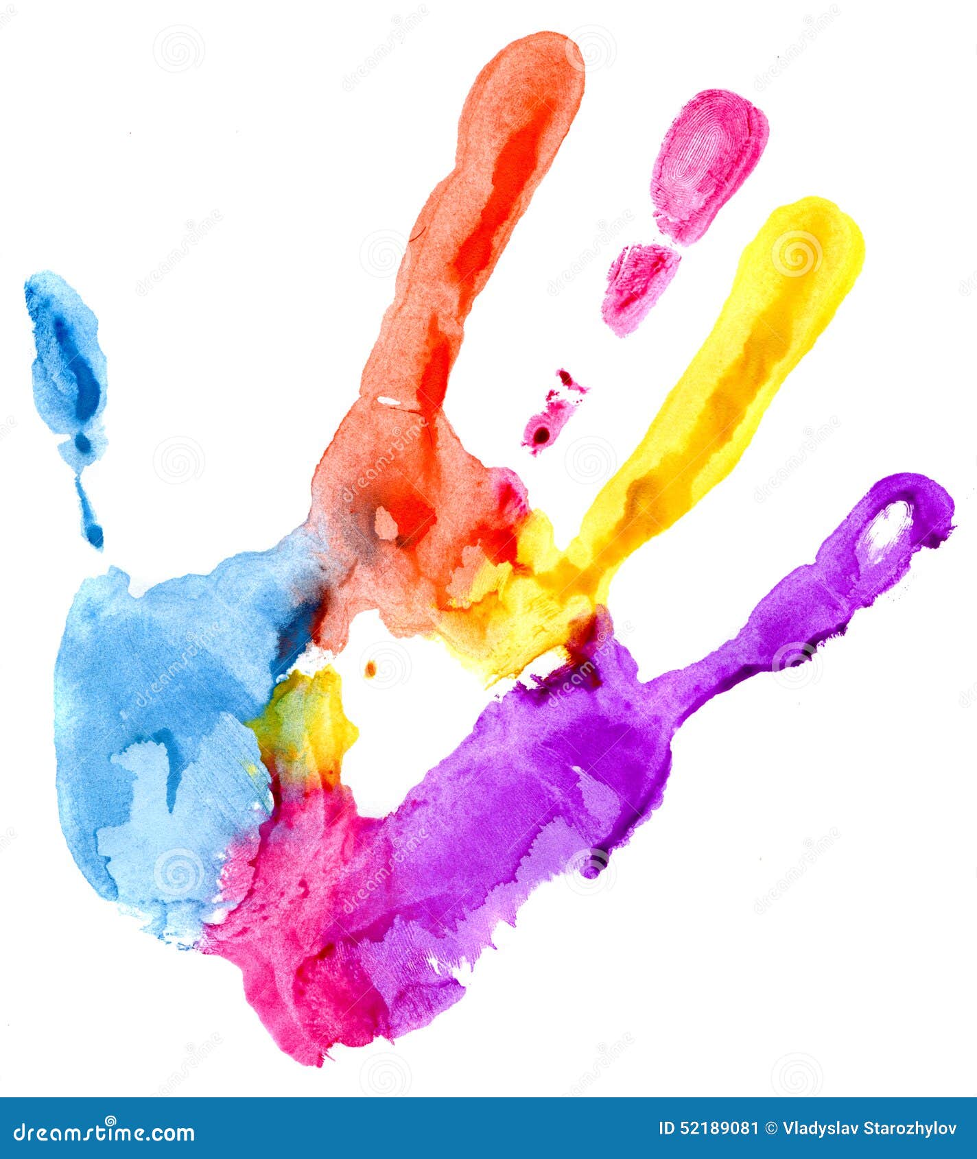 Close Up of Colored Hand Print on White Stock Illustration ...