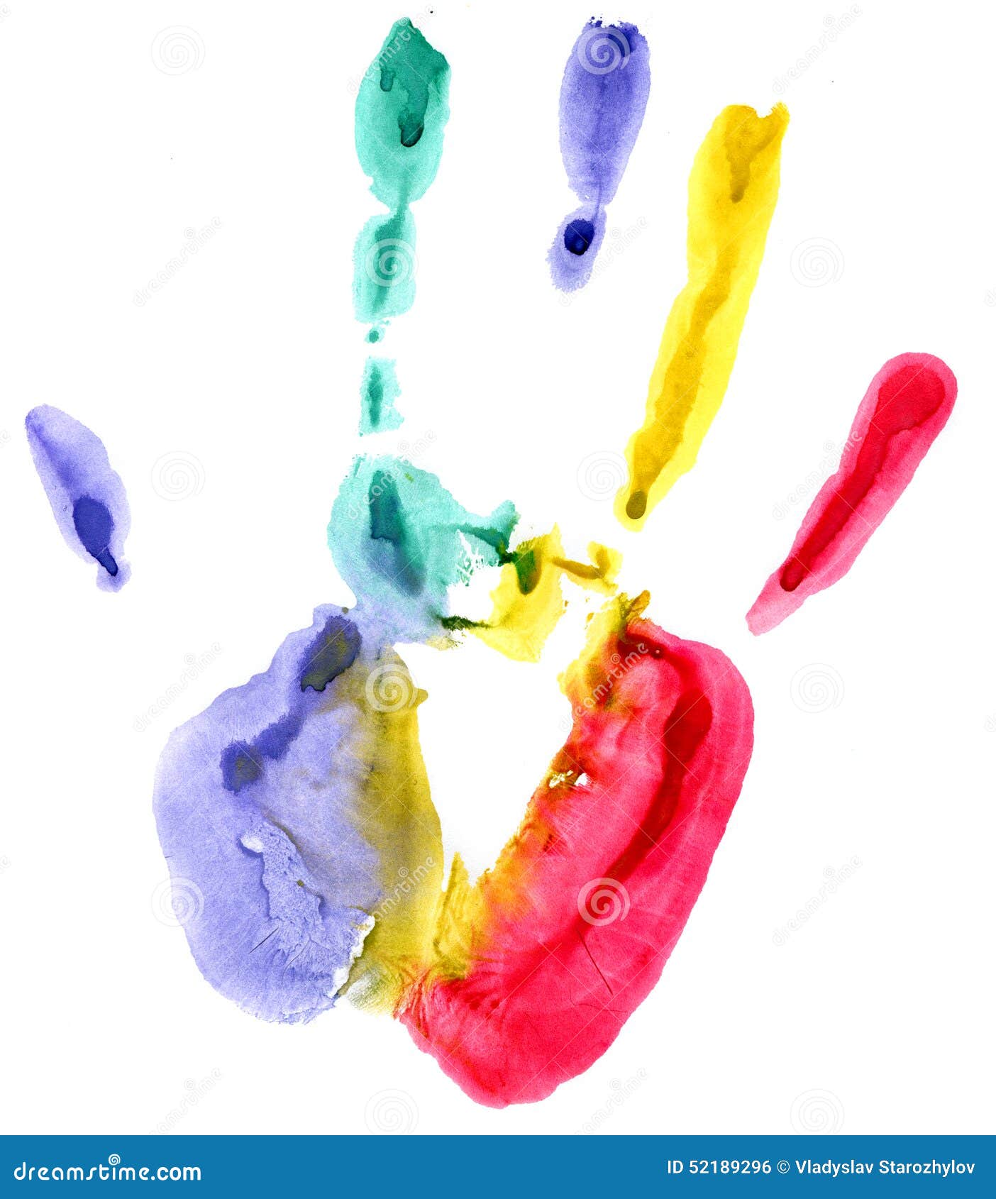 Close Up of Colored Hand Print on White Stock Illustration ...