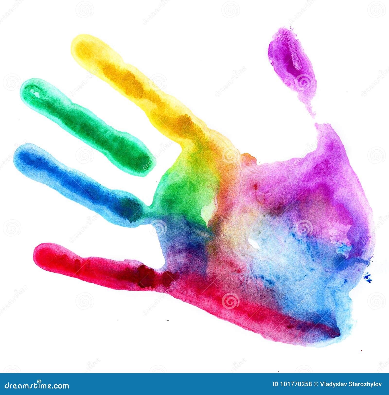 Close-up of Colored Hand Print on White Background Stock Photo - Image ...