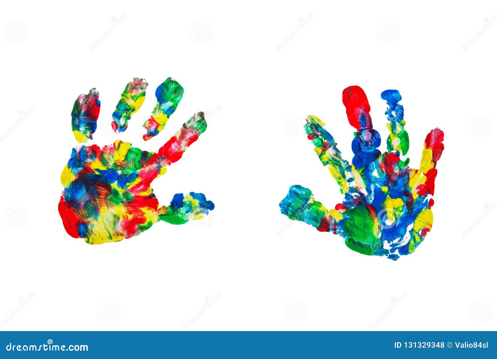 Close Up of Colored Hands Print on White Background Stock Photo - Image ...