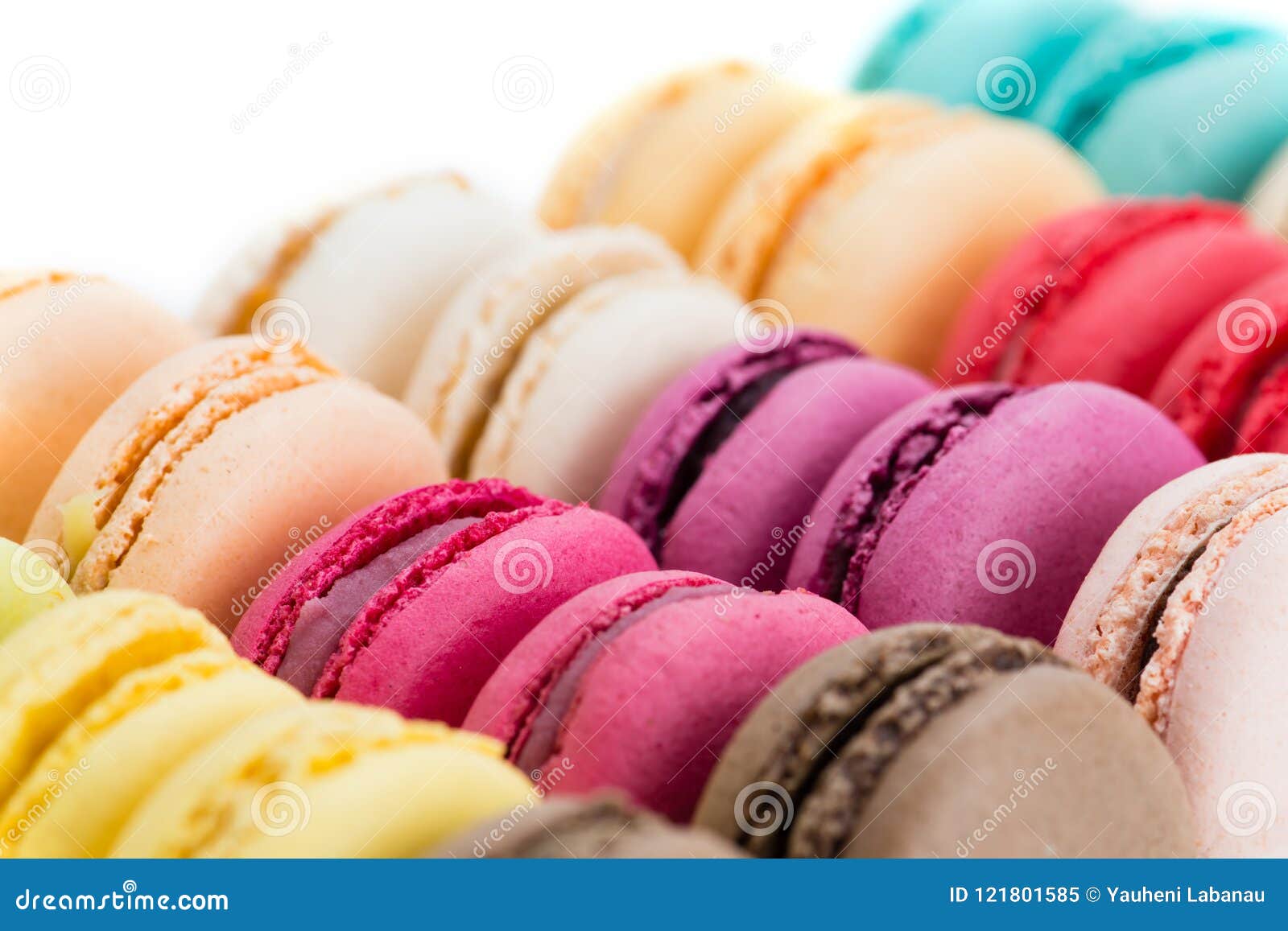 Close-up Colored Macaroons Isolated on White Stock Image - Image of ...