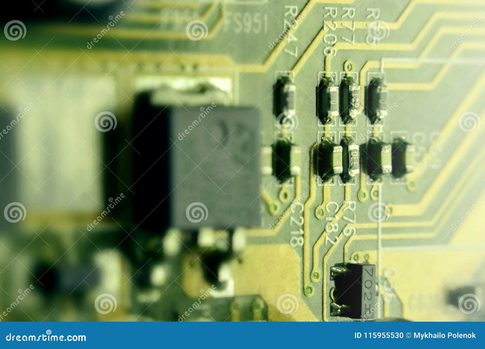 Close Up of Colored Micro Circuit Board. Abstract Technology Background ...